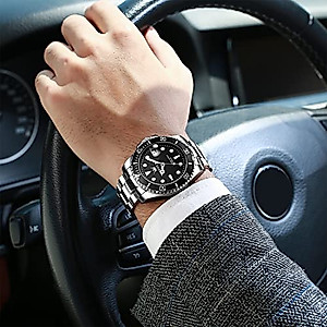 OLEVS Men Watches Quartz Watch Wrist Watch for Men Stainless Steel with Date Classic Bussiness Big Face Waterproof Luminous Green/Black/Blue