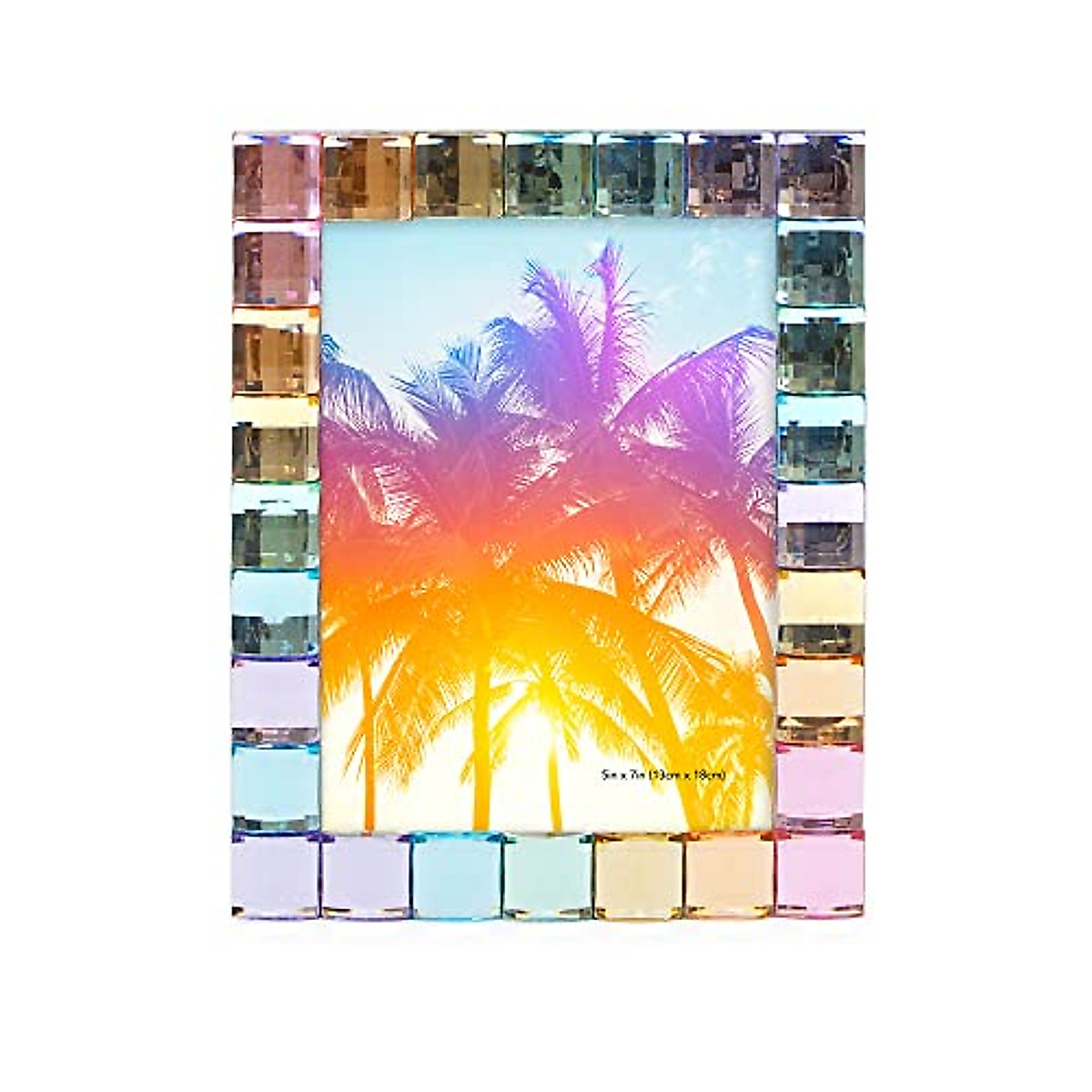 Isaac Jacobs Decorative Sparkling Jewel Picture Frame, Photo Display & Home Décor (5x7, Rainbow)