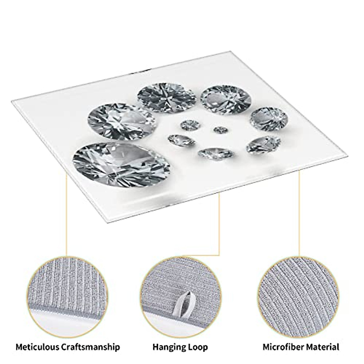 Gems Diamond Jewelry Jewels Luxury Printed Drying Mat For Kitchen Ultra Absorbent Microfiber Dishes Drainer Mats Non-Slip Silicone Quick Dry Pad - 18 X 16inch