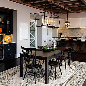 Aelenmu Washable Rugs for Living Room: 9x12 Area Low Pile Soft Rug with Non-Slip Backing Non-Shedding, Medallion Floor Carpet Bedroom Dining Room Nursery Home Office-Beige