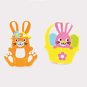 Baker Ross AT388 Bunny Foam Stickers - Pack of 120, Easter Themed Self-adhesives, Perfect for Children to Decorate Collages and Crafts, Ideal for Schools, Craft Groups, Party Crafting, Home, Assorted