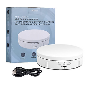 JAYEGT Motorized Rotating Display Stand, 5.74inch /22LB Load, 360 Degree Electronic Turntable Display Stand for Photography Products Shows, Jewelry, Watch, 3D Models, Cake, White