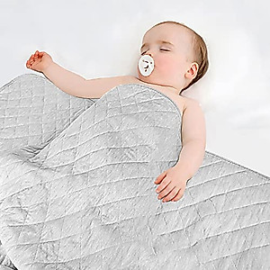 Zenssia Organic Cotton Baby Blanket Warm, Breathable and Super Soft Quilted Toddler Blanket for Boys and Girls - Thermal Crib Blanket Thick and Light Weight 39''x47'' Large - Gray