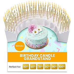Celebration Stadium Birthday Candle Holder Grandstand, Perfect for 50th 60th 70th 75th 80th 90th 100th and All Other Milestone Birthdays, Includes 100 Gold Birthday Candles