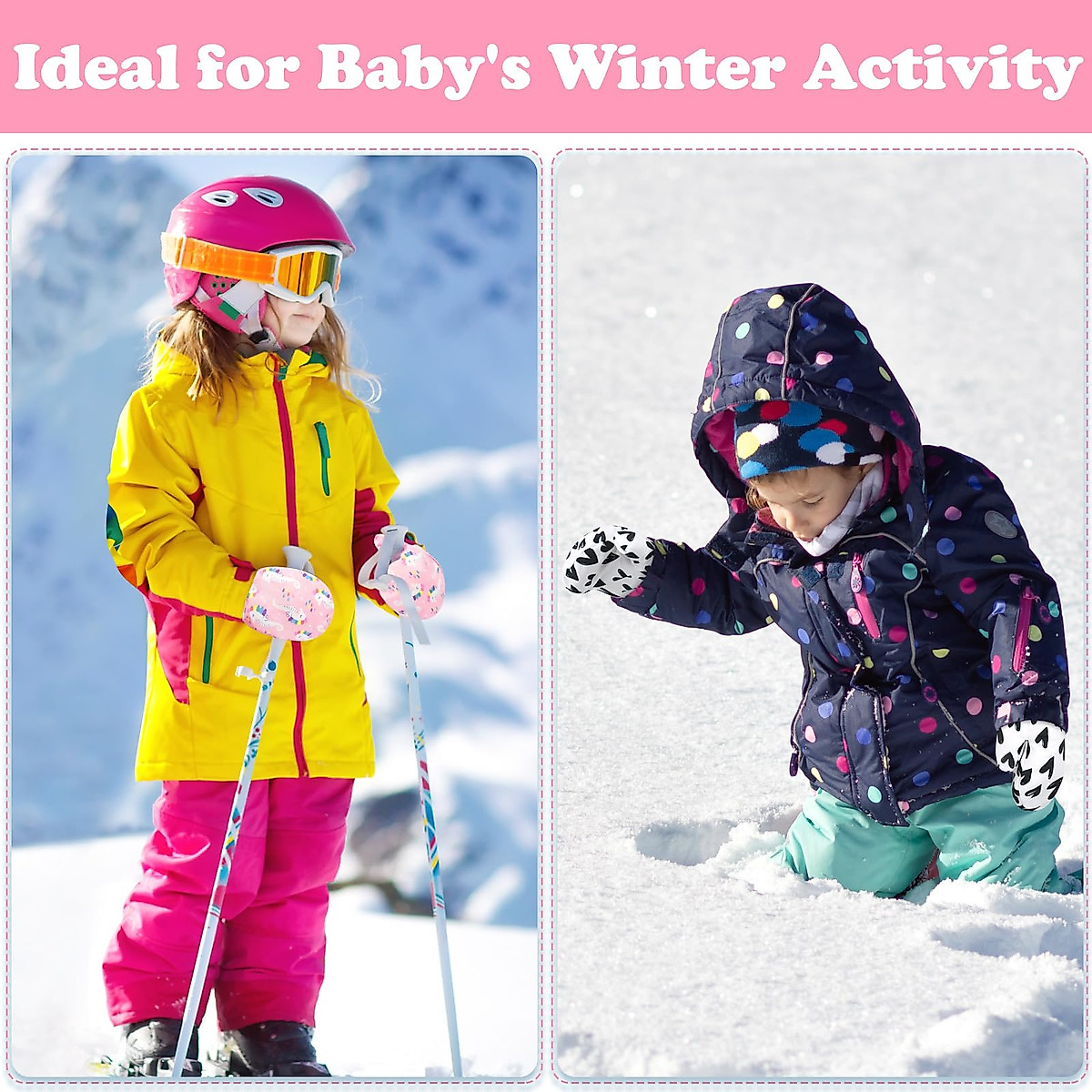 Sarfel Toddler Gloves Ages 2-4 Toddler Mittens Girl Toddler Waterproof Gloves Mittens for Toddler Girls Toddler Snow Mittens