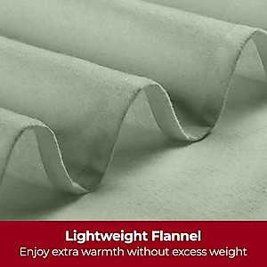 Mellanni Cotton Flannel Bed Sheets Full Size - Brushed for Extra Softness & Comfort - Sage Green Sheets Full Size - Eco Packaging - Fitted Sheet, Flat Sheet & 2 Pillowcases (Full, Sage)