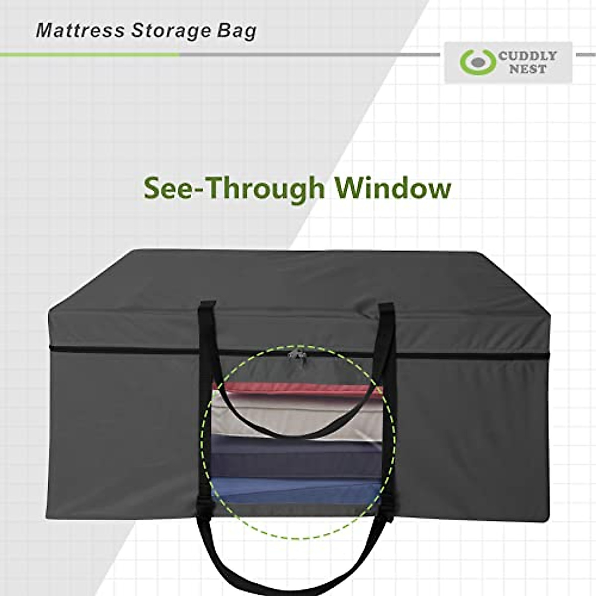 Cuddly Nest Folding Mattress Storage Bag - Heavy Duty Carry Case for Tri-Fold Guest Bed Mattress (Fits 4" Twin & Twin XL Mattress)