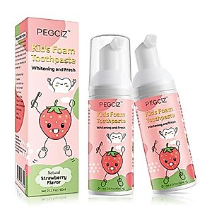 Foam Toothpaste Kids, Children Kid Teeth Cleaning Mousse, Toddler Fruit Flavor Tooth Foam, Strawberry Flavor Oral Care Tool Kids Foam Toothpaste- 2PCS