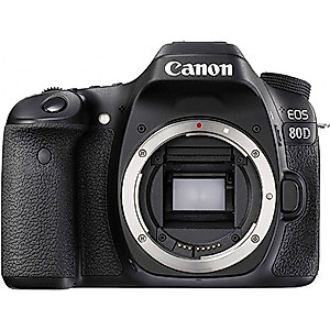 Canon EOS 80D DSLR Camera (Body Only) (1263C004), 64GB Memory Card, Case, Corel Photo Software, 2 x LPE6 Battery, External Charger, Card Reader, LED Light, HDMI Cable + More (Renewed)