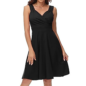 GRACE KARIN Wrap Elegant Cocktail Dress for Women Semi Formal Dress Homecoming Dress Black S