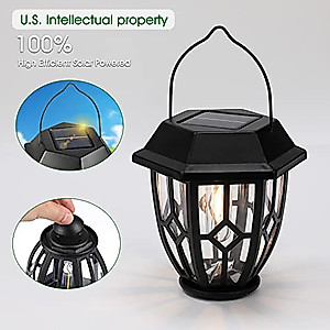 Solar Lanterns Outdoor Waterproof, Solar Wall Lights Outdoor, Hanging Solar Lights for Outside Fence Porch Decor, Warm White 2 Pack