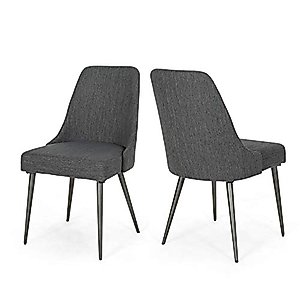 Dawn Modern Fabric Dining Chairs (Set of 2), Charcoal