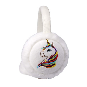 Flammi Kids Winter Earmuffs Unicorn Warm Faux Fur Ear Warmers for Boys Girls