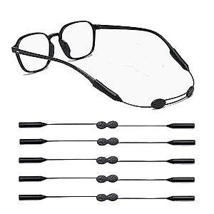 CAIGAIC Glasses Strap 5 Pcs, No Tail Anti-Slip Adjustable Sports Sunglasses Strap Eyeglasses Strap for Men Women