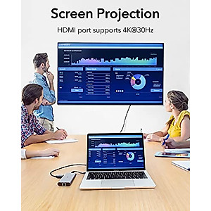 ESR 8-in-1 Portable Hub, USB-C Hub with Gigabit Ethernet, 4K@30Hz HDMI, 100W PD, 2 USB 3.0 Ports, 1 USB 2.0 Port, SD Card Reader, Compatible with iPad 10/Pro 11/12.9, MacBook Pro, and USB-C Devices