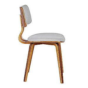 Armen Living Jaguar Mid Century Modern Dining Accent Chair for Kitchen Table Desk Vanity in Grey Fabric and Walnut Wood Finish