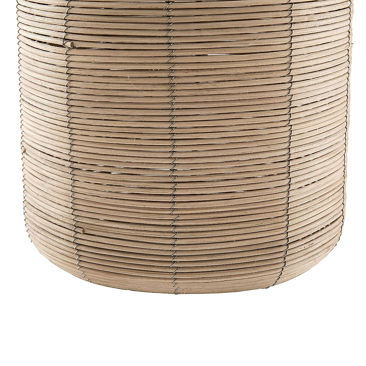 Henn&Hart 20.5" Tall Petite/Rattan Table Lamp with Fabric Shade in Natural Rattan/Brass/White, Lamp, Desk Lamp for Home or Office