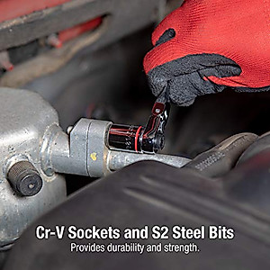 Sunex 9732 44Pc 1/4" Dr Mini Dual Flex Head RATCHET W Socket & Bit Set