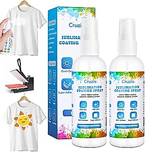 Sublimation Coating Spray for Cotton Shirts, 2 x 100 ML Sublimation Spray Glue for Fabric Polyester Carton Blanks Tote Bag, Super Print Adhesion & Quick Dry Waterproof High Gloss Finish