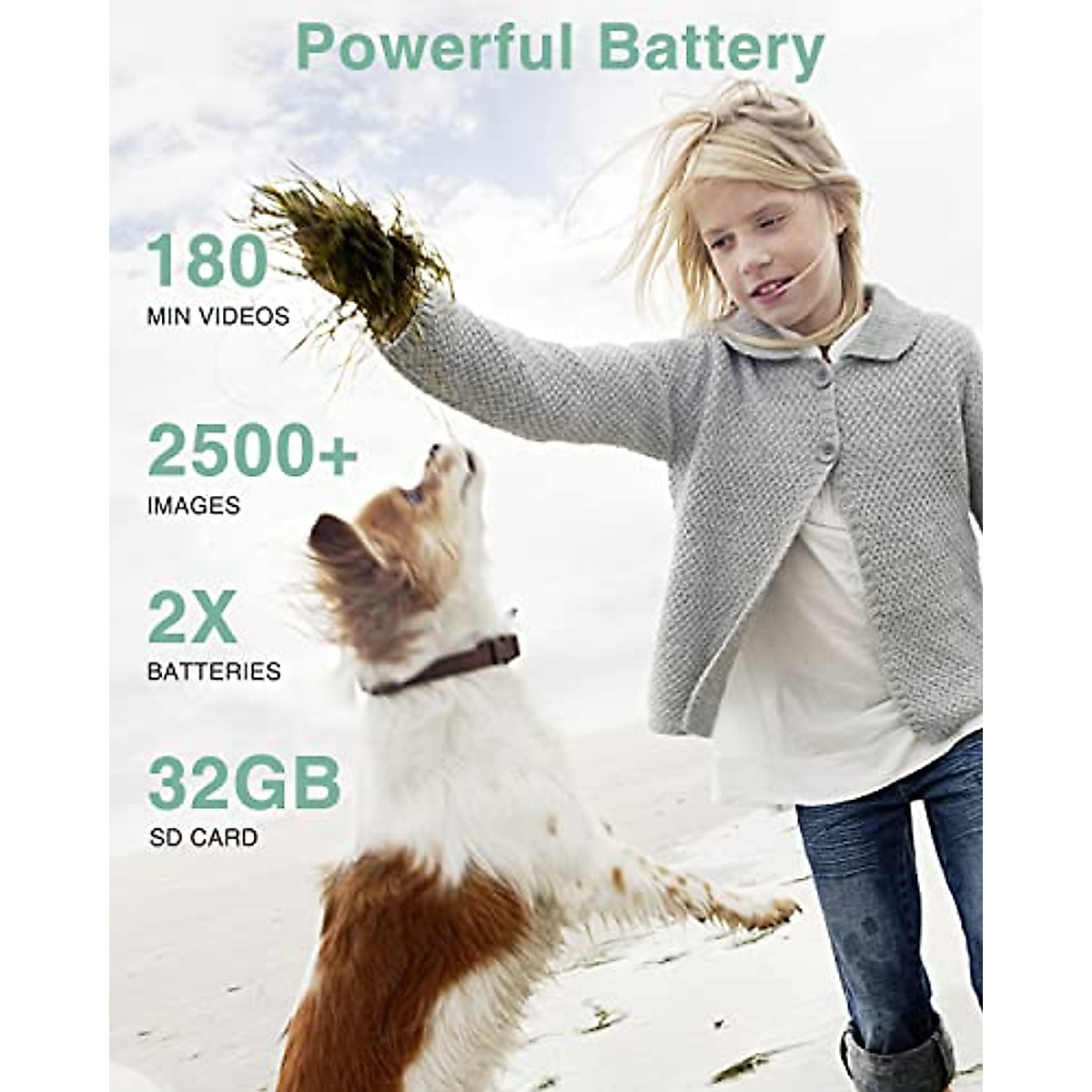 Digital Camera for Kids, Lecran 1080P 44MP Kids Camera with 32GB Card Point and Shoot Camera with 16X Zoom, Compact Portable Cameras Christmas Birthday Gift for Children Kids Teens Girl Boy(Green)