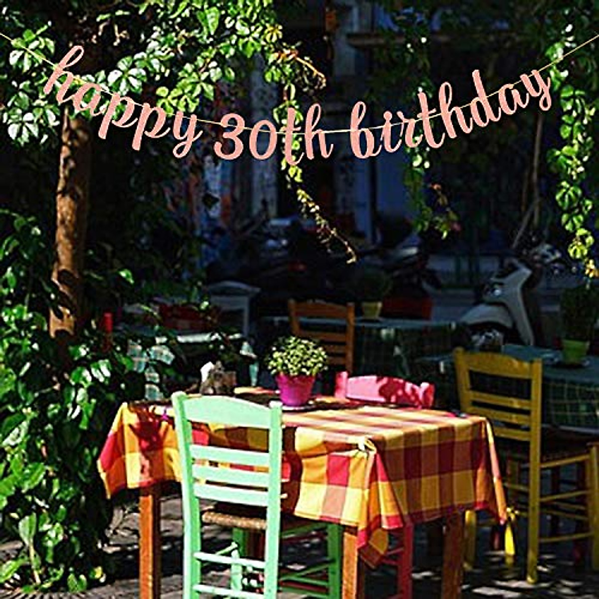 INNORU Glitter Happy 30th Birthday Banner - 30 Bitches Sign Banner - Cheers to 30 Years Birthday Party Bunting Decorations Rose Gold