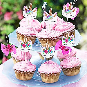 24 pcs Unicorn Cupcake Toppers party supplies cake decorating Insert card choose children birthday party wedding cake banner Decoration