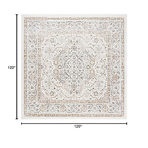 SAFAVIEH Isabella Collection 10' Square Cream/Beige ISA916B Oriental Non-Shedding Area Rug