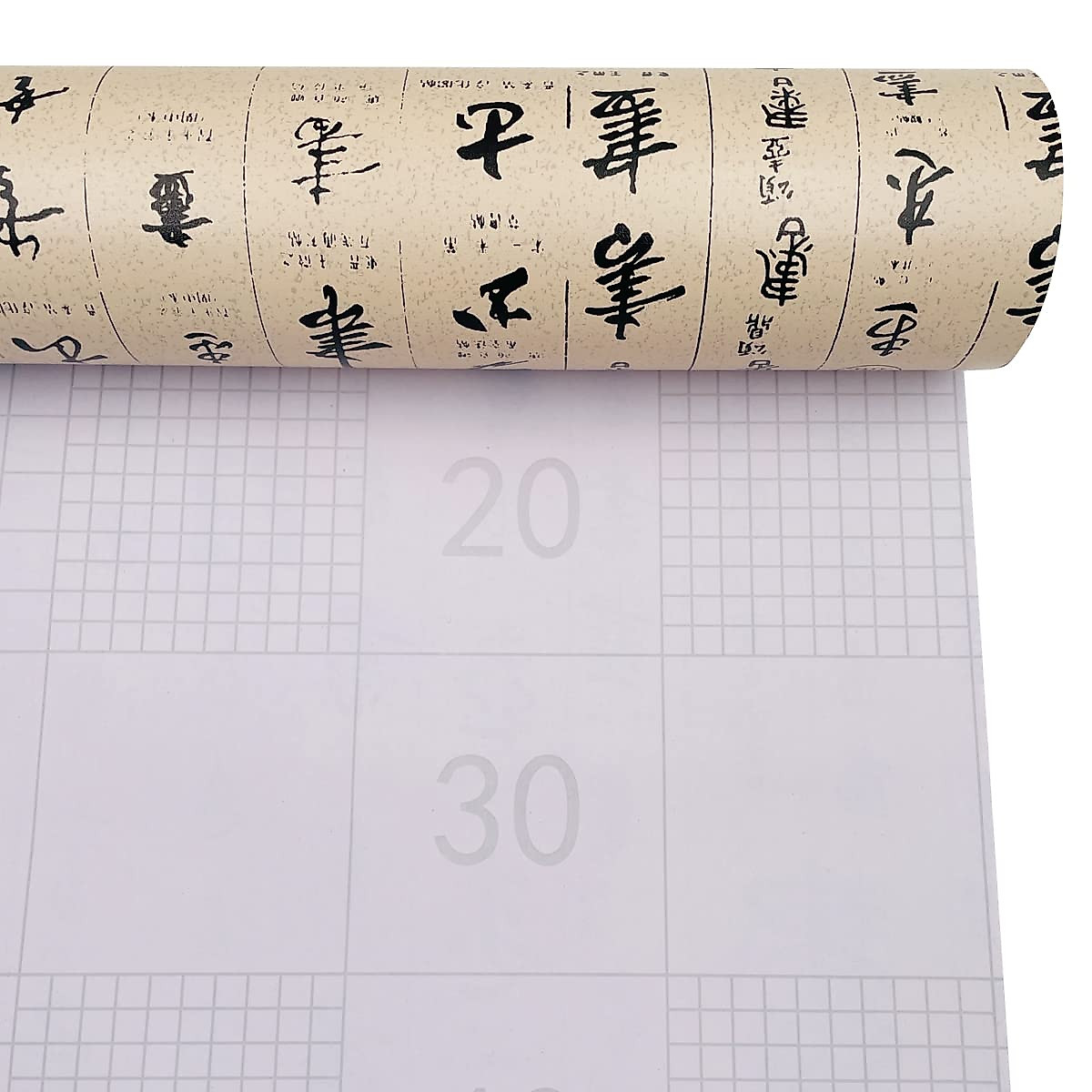 Yifely Chinese Style Calligraphy Drawer Paper Self-Adhesive PVC Shelf Liner Bookshelf Sticker 17.7 Inch by 9.8 Feet