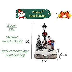 Wiexiang Christmas Village Set Decorations,Resin LED Warm Lights Christmas Tree Figurines, Mini Snowman Christmas Decorations, Christmas Village House Gift Sets, Collectible Buildings…