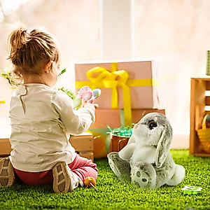 My OLi Bunny Rabbit Stuffed Animal Plush Bunny 8.5" Easter Stuffed Bunny with Floppy Ear Plush Rabbit Bedtime Friend Plush Toy Gifts for Girls Boys Kids, Gray