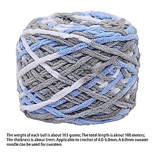 Chenille Chunky Yarn Arm Knitting Thick Velvet Crochet Yarn Fluffy Soft Chenille Knitting Yarn for Crocheting Blankets Stuffed Animals Bags Hats Gloves Slippers, 165g