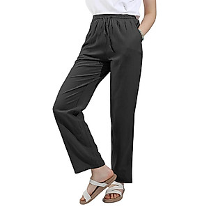 Costaric Women's Fashion Casual Elastic High Waisted Wide Leg Loose Work Long Palazzo Pants Trousers with Pockets XL Black