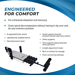 Stamina Inline Back Stretch Bench with Cervical Traction - Back Decompression, Neck Stretcher for Tension Relief - Up to 250 lbs Weight Capacity
