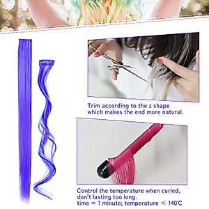 32 PCS Clip in Colored Hair Extensions for Kids, 20 Inches Rainbow Long Straight Hairpieces Synthetic,BEAHOT Hair Extensions-Pretty Gift for Cosplay Dress Up Fashion Party Birthday（32 Colors)