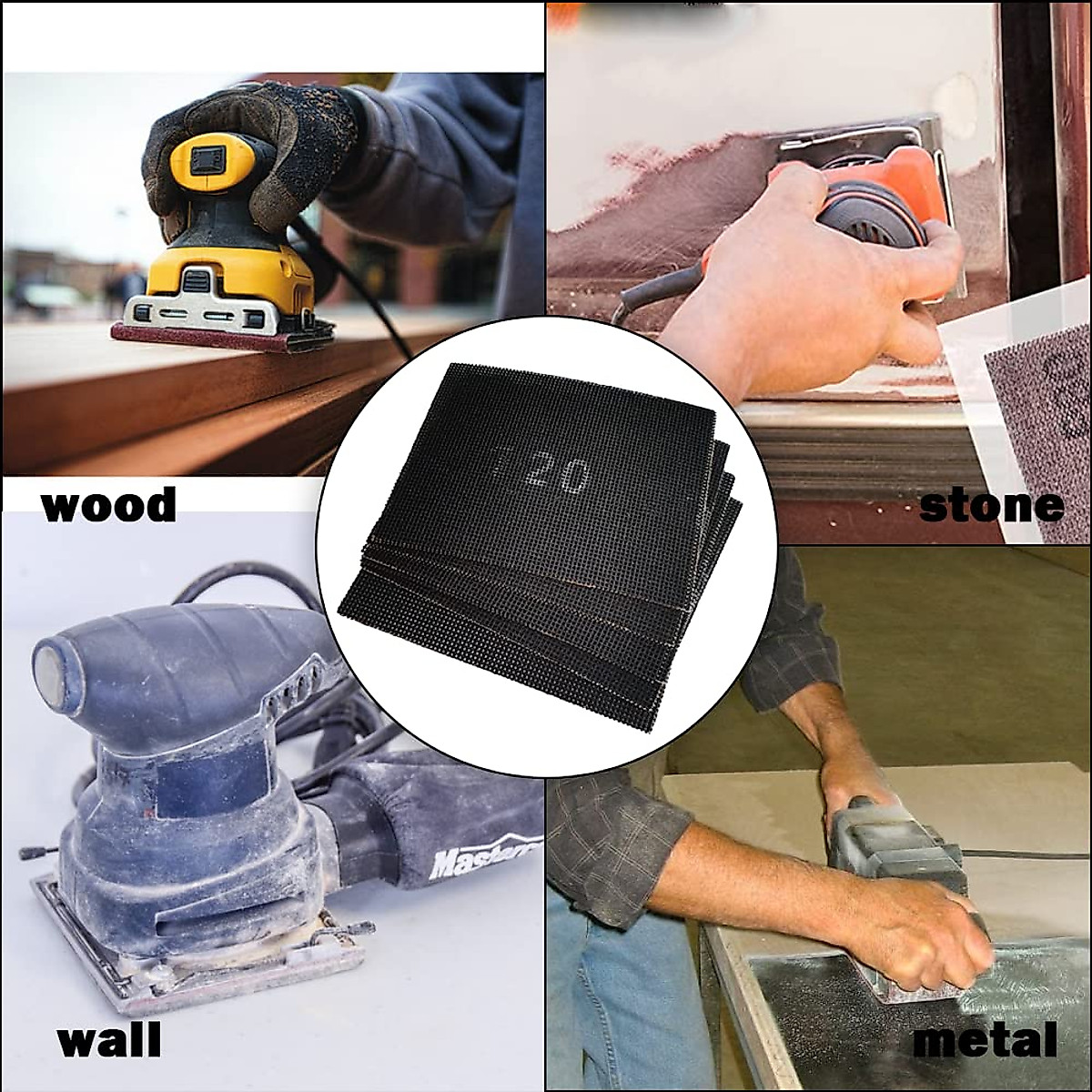 SCOTTCHEN Sanding Mesh 1/4 Sheet (12pcs) 5.5" x 4.5" for Palm Sanders Sheets 80 Grit