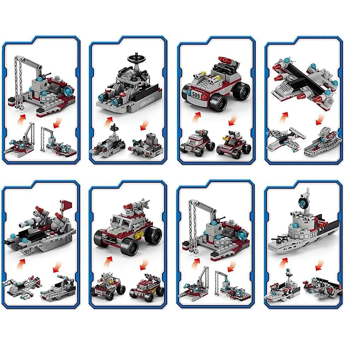 ENHANA Building Block Warship 25 in1 Battleship Building Kits for Kids City Helicopter Military Ship Bricks Kit Educational Toys for Boys Age 6 7 8 9 10 11 12 Years Old 554PCS