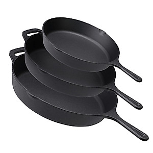 Z GRILLS Mini Cast Iron Skillets, Pre-Seasoned Cast Iron Frying Pan for Cooking & Grill, Stovetop, Camping Firepit, Induction, Oven Safe Cookware, 12 Inch