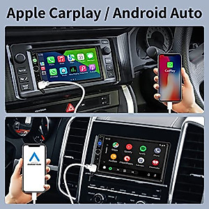 Double Din Car Stereo Apple Carplay and Android Auto, 7-Inch HD Touchscreen Car Stereo with Backup Camera, Bluetooth Car Radio Support Mirror Link,FM/Hands Free Call/USB/TF/AUX/Steering Wheel Control