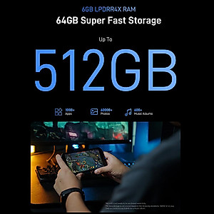 DOOGEE S61 Android 12 Rugged Smartphone Unlocked , 6GB+64GB+512GB Expansion Waterproof Cell Phone, 20MP + 20MP Night Vision Camera, 6.0"HD+, 5180mAh, Dual SIM 4G Rugged Phone NFC GPS OTG, Kevlar Black