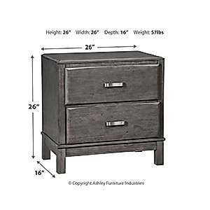 Signature Design by Ashley Caitbrook Contemporary 2 Drawer Nightstand with Dovetail Construction, Weathered Gray