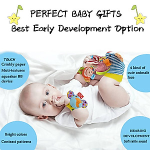 Baby Wrist Rattle Foot Finder Socks Set for Babies 0-3-6-12 Months, Infant Toys for Newborn Boys and Girls 0-6-9-12 Months, Sensory Learning Toy for Shower Gifts