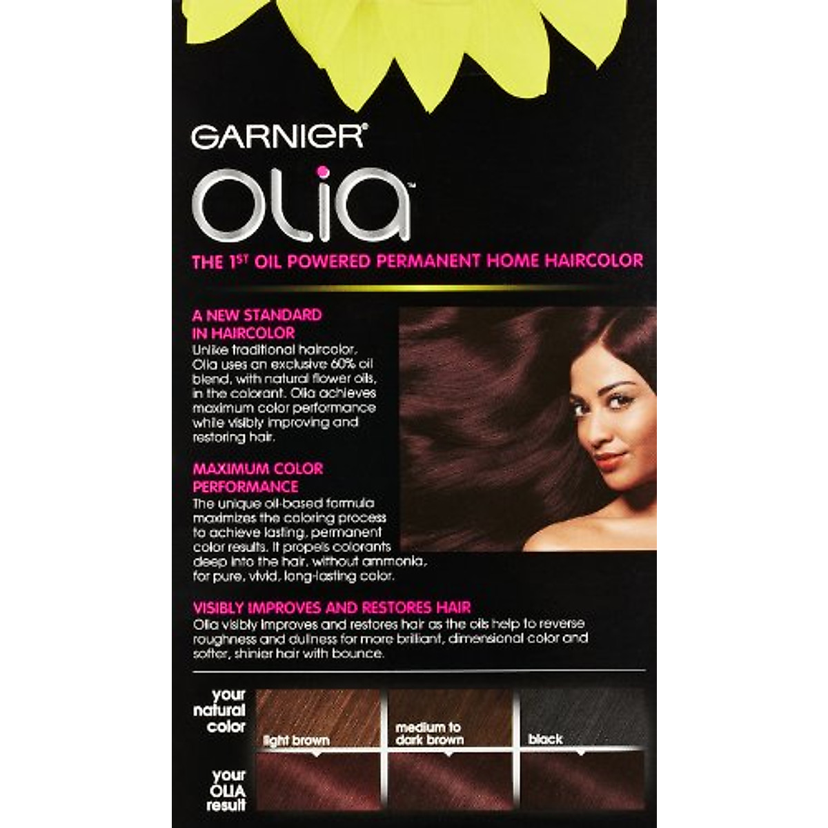 Garnier Olia Oil Powered Permanent Haircolor, 3.16 Darkest Violet (Packaging May Vary)