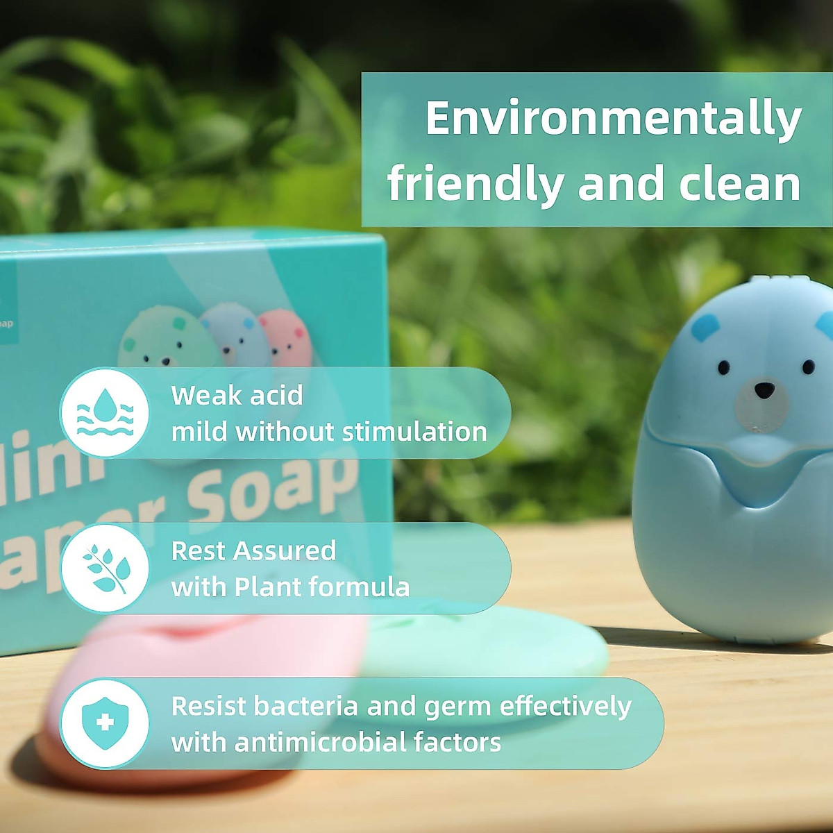 BAIKAFU 6 Boxes (300 Sheets) Mini Portable Disposable Travel Paper Soap Sheets Foaming Hand Washing Bath Scented hand soap for Indoor, Outdoor, Travel, Camping Hiking