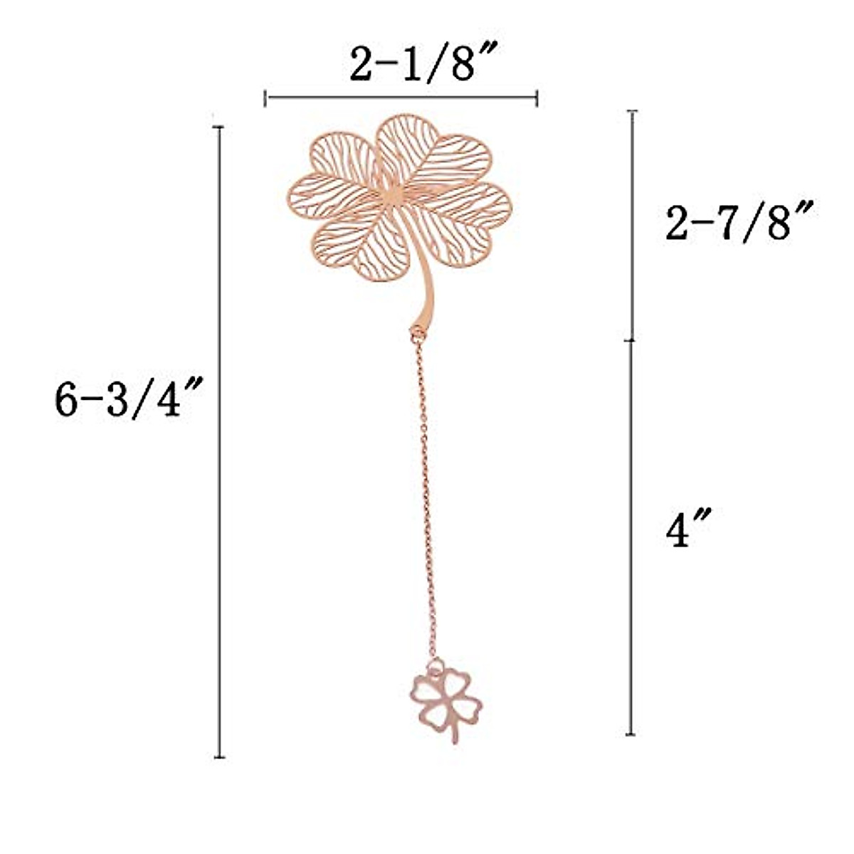 yueton Metal Leaf Bookmarks Clover Leaf Bookmarkers Rose Gold Plated Brass Page Marker with Metal Pendant for Book Lovers
