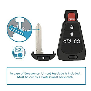 Keyless2Go Replacement for 5 Button Remote Key Chrysler Dodge IYZ-C01C 05026887 AK - with Durashell Technology