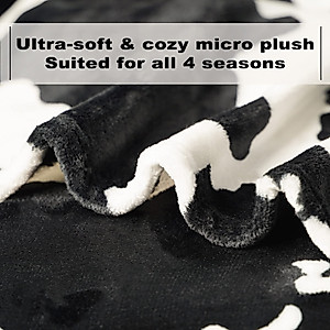 Cow Print Blanket Soft Fleece Flannel Lightweight Cozy Baby Blankets Warm Black and White Cow Throw Blanket Baby Seat Couch Bed Cow Bedding Baby Boys Girls Toddler Infant Newborn 40x50 inch