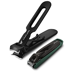 VANWIN Nail Clipper Set 2 Pack, Heavy Duty Toenail Clippers for Thick Toenails and Sturdy Finger Nail Clippers with Catcher, Ultra Sharp Stainless Steel Nail Cutter Nail Clippers for Men Women Adult