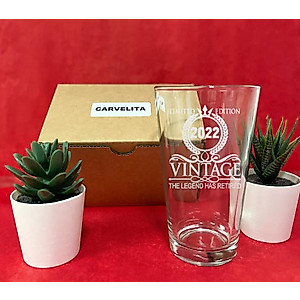 CARVELITA The Legend Has Retired 2022 Limited Editions 16oz Beer Glass - Funny Retirement Gifts For Men - Retired Gifts For Women - Happy Retirement Gifts - Retirement Party Decorations For Men
