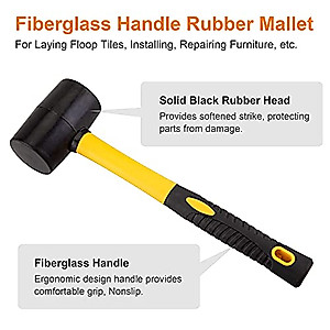 Floor Gap Fixer Tool for Laminate Floor Gap Repair Include Premium Quality Heavy Duty Aluminum Suction Cup and Fiberglass Handle Rubber Mallet (Yellow) - Can't Use on Scraped Surface Floor