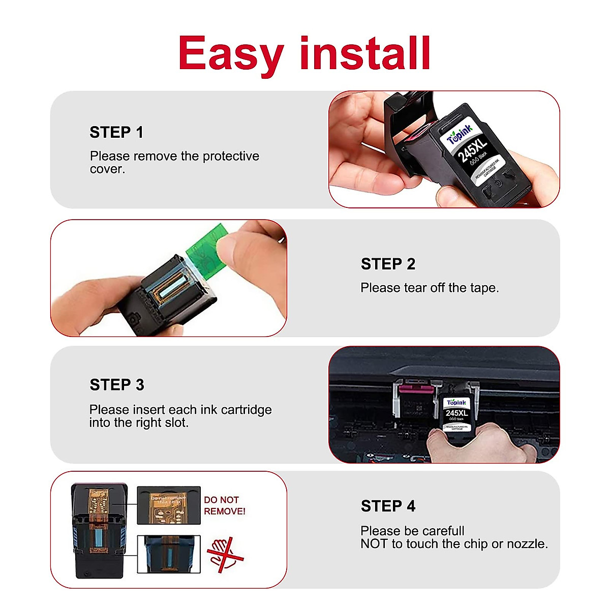 245XL Ink Cartridge Replacement for Canon Printer Ink 245 Black XL Ink PG-245XL PG 245 Use with PIXMA MX492 MX490 MG2522 MG2920 MG2420 MG2520 MG2922 TS3100 TS3122 TS3320 TR4520 TR4522 Printers